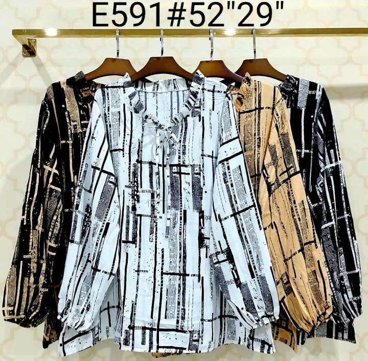 #E591 แฟชั่นสาวอวบ ผ้าไหมอิตาลี่ เนื้อผ้าดี ลื่น บางเบา ใส่สบาย ไม่ร้อน อก 52 นิ้ว ยาว 29 นิ้ว ...