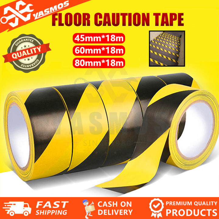 18M Caution Tape Striped Barricade Tape PVC Black And Yellow Adhesive Tape Danger Reminder Tape ...