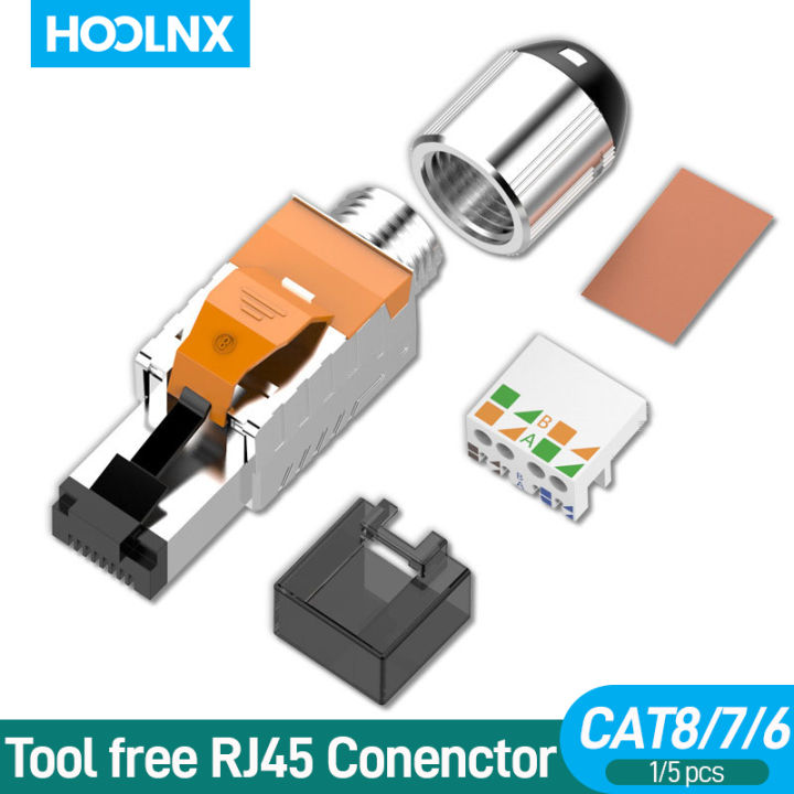 HOOLNX Tool-Free SFTP RJ45 Connector, CAT8 CAT7 CAT6A Tool-Free Field ...