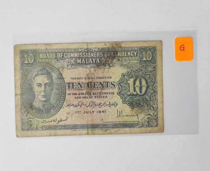 Malaya British Borneo Old Banknote King George VI 10 Cents Year 1941 ...