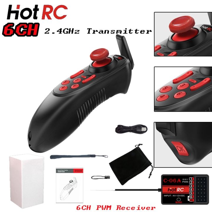 HOTRC DS-600 6CH Transmitter 2.4GHz Remote Controller PWM 6 Channel ...