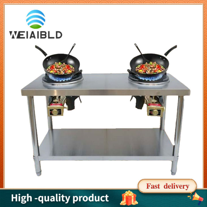 WEIAIBLD Stainless Stove Table For 2 Burner Kitchen Table For Gas Stove ...