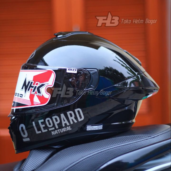 HELM NHK Mark 1 SOLID Black Glossy stiker Leopard HLEM FULL FACE ...