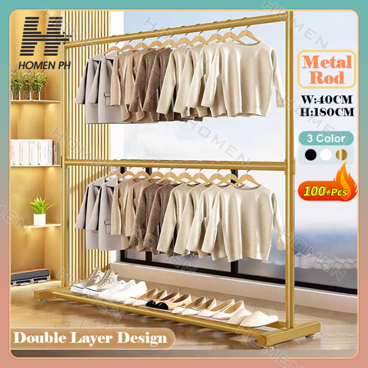 Double Layer 60-150CM Clothes Rack Clothes Hanging Rack Heavy Duty ...