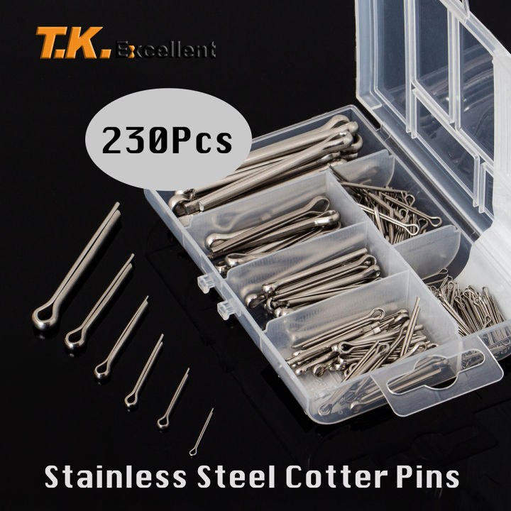 230 Pcs Stainless Steel Split Pin Assortment Kit M1 M2 M2.5 M3 M4 M5 ...