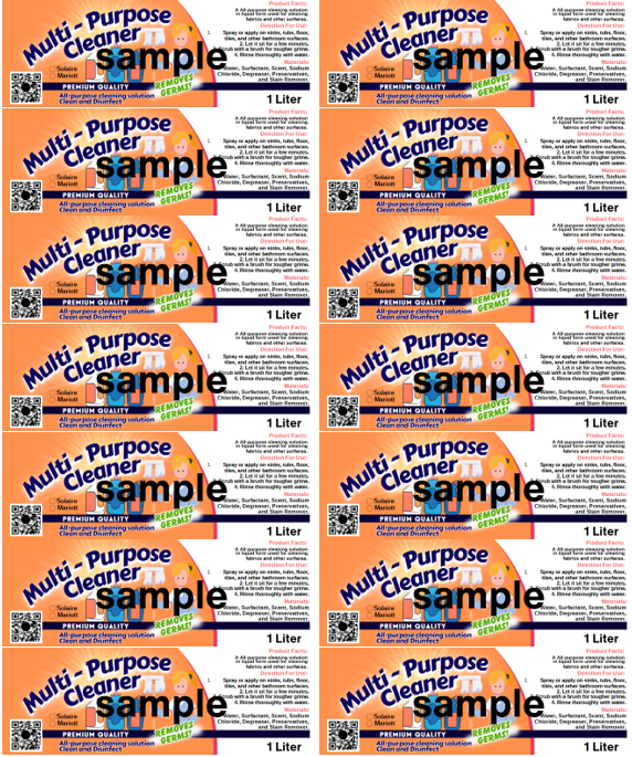 Generic Sticker Label for MultiPurpose Cleaner (Vinyl Waterproof ...