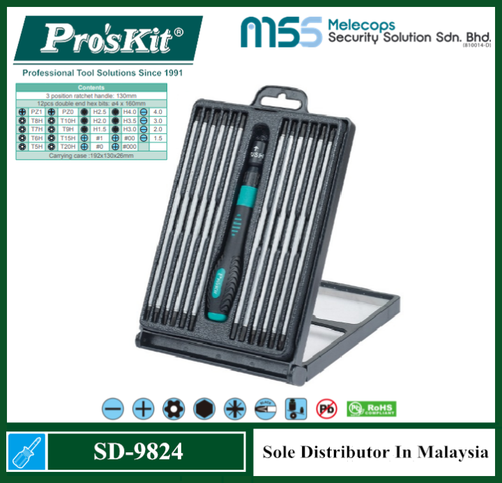Pro'skit SD-9824 24-In-1 Reversible Ratchet Precision Screwdriver Set ...