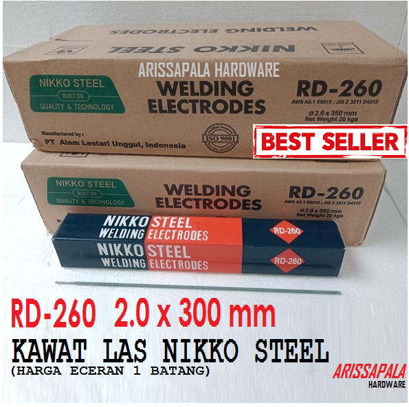 Kawat Las Nikko Steel RD 260 Welding Elektrodes 2.0mm 30cm Satuan 1 ...
