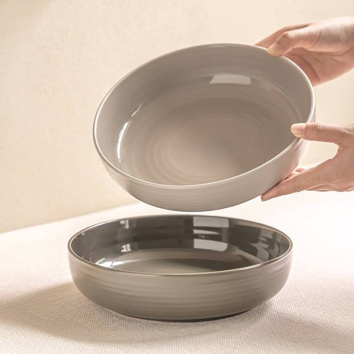Kitchen Plus 9 inch Simple Glazed Modern Ceramic Deep Pasta Bowl Rice ...