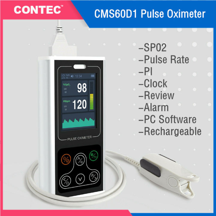 CONTEC CMS60D1 Handheld Pulse Oximeter Spo2 Monitor PR PI Rechargeable ...