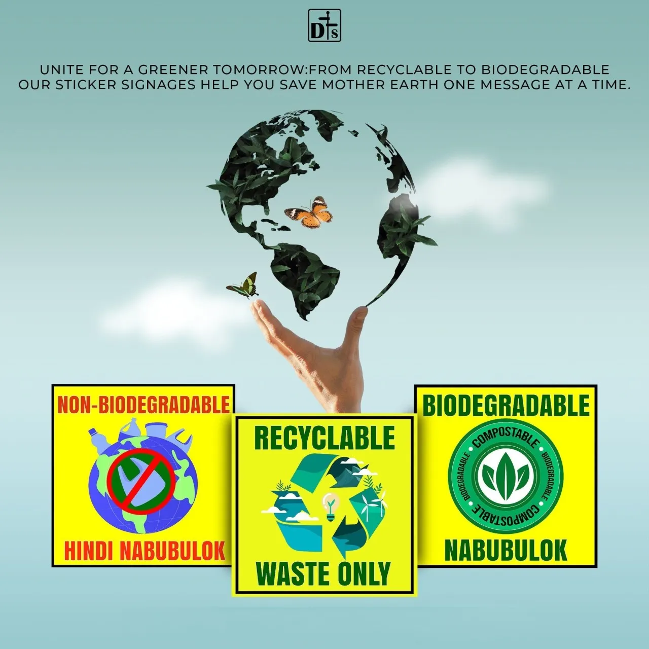 De-Sign Proper Waste Disposal Signage Sticker 8x8" Inches, Waterproof ...