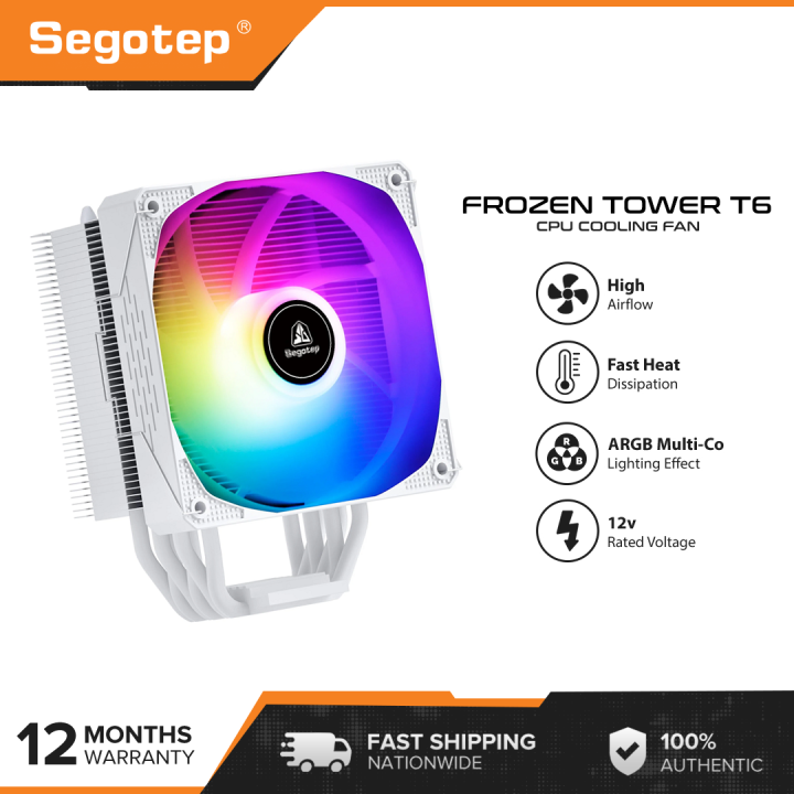 Segotep Frozen Tower T6 White Copper Heat Pipe ARGB Lighting CPU Air Cooler | Lazada PH
