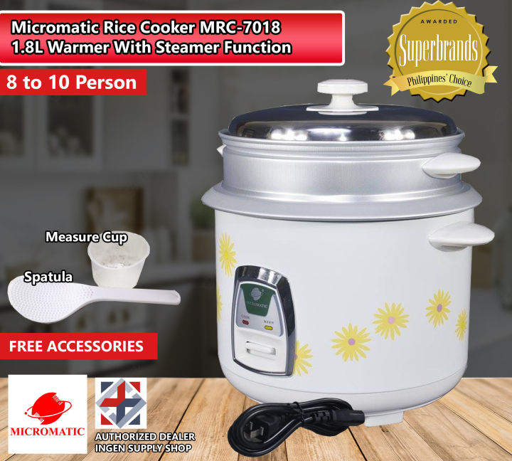 Micromatic Rice Cooker with Steamer Function Warmer 1.8L 10 Cups MRC ...