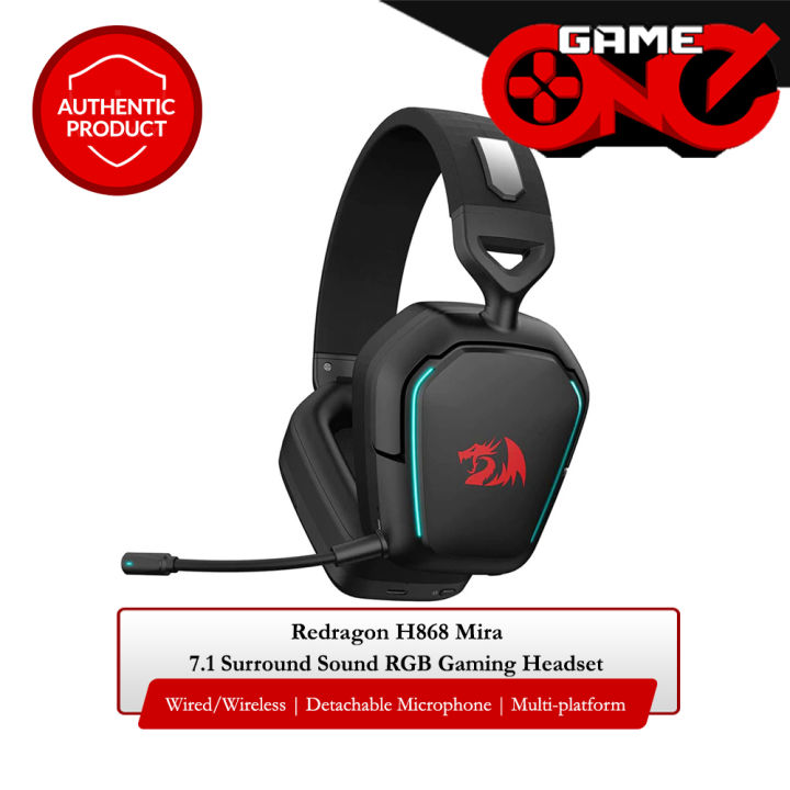 Redragon H868 Mira Tri-Mode 7.1 Surround Sound RGB Gaming Headset - Black | Lazada PH