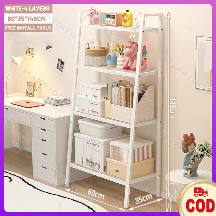 Furniture 4-Tier Metal Multipurpose Shelf Unit Book Organizer Storage ...