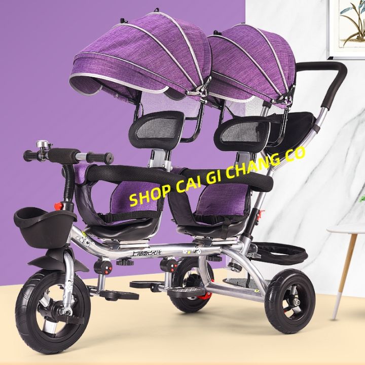 XE ĐẠP ĐẨY 3 BÁNH MÁI CHE SINH ĐÔI NHIỀU GIAI ĐOẠN CHO BÉ TỪ 6 THÁNG ...