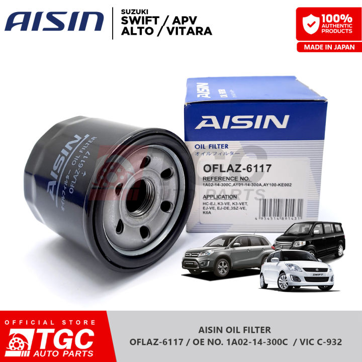 Aisin Oil Filter Suzuki Swift / APV / Alto / Vitara / OE No. 1A02-14 ...