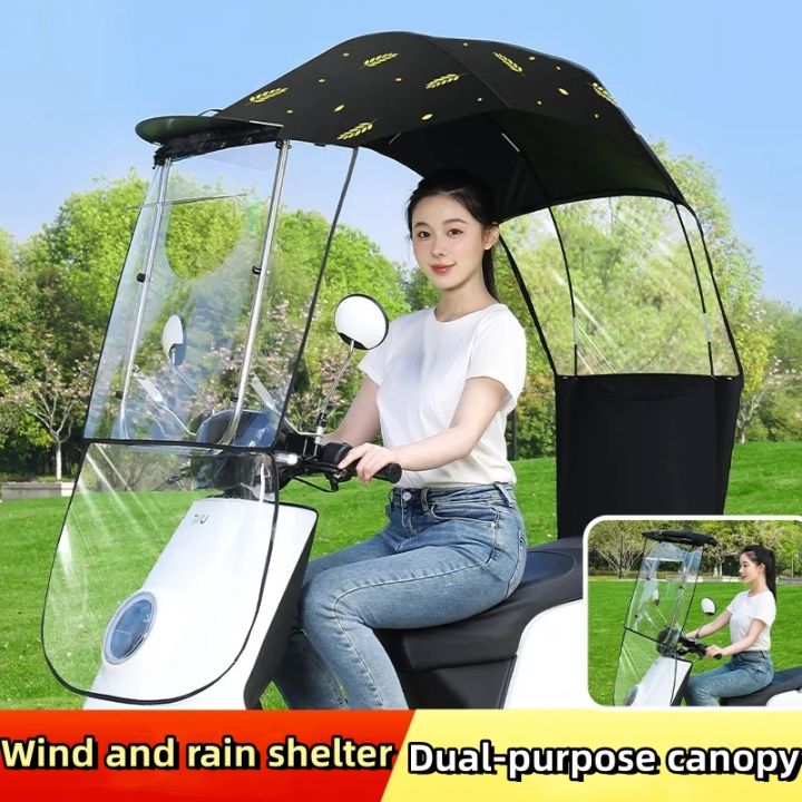 Electric bicycle motorcycle canopy foldable cover electric bicycle rain ...