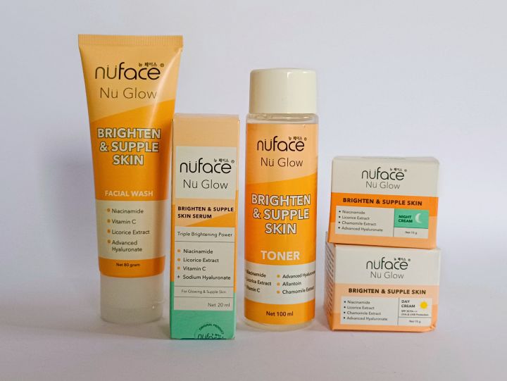 NUFACE Nu Glow Brighten & Supple Skin/Facial Wash /Serum/Cream Malam ...