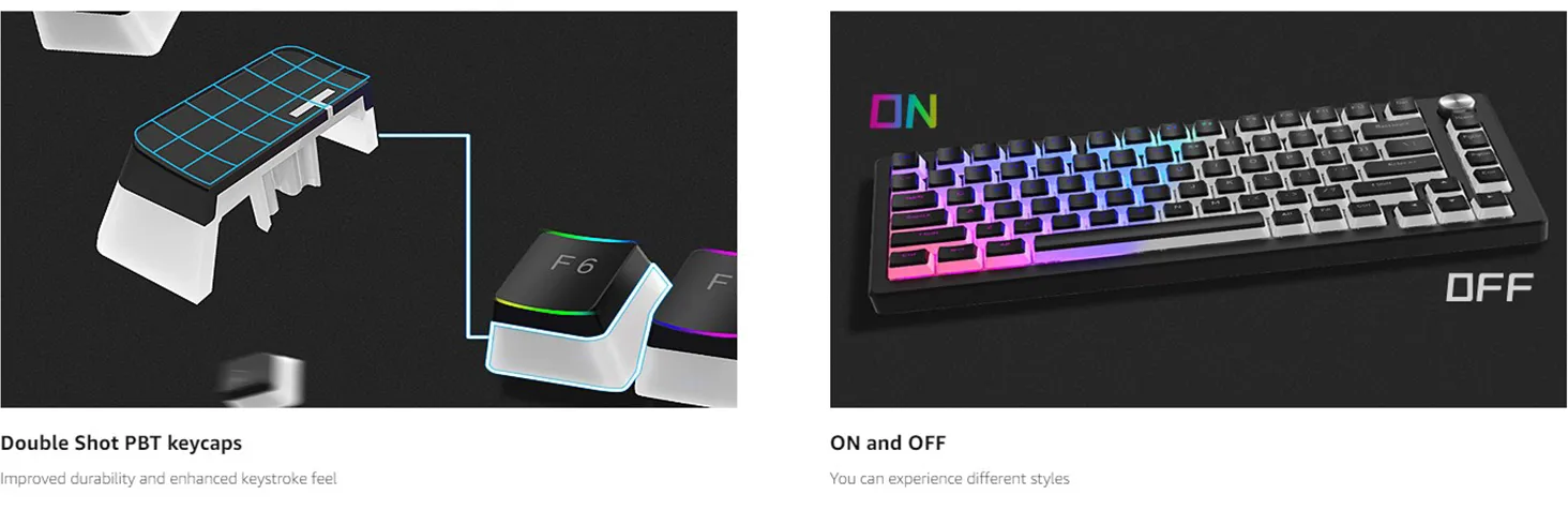 FEKER Pudding Keycaps 130 Keys OEM PBT Backlit Keycap for 61/62/84/87 ...