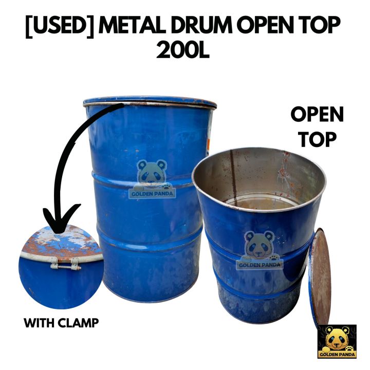 USED] Open Top Steel Drum 200L/Tong Besi/Metal Barrel/200L Tong Drum ...