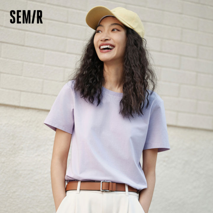 Semir Short Sleeve T Shirt Women Solid Colour Basic Slim Summer 2024
