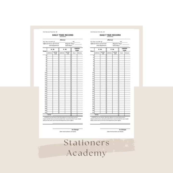 Daily Time Record form 48 | Lazada PH