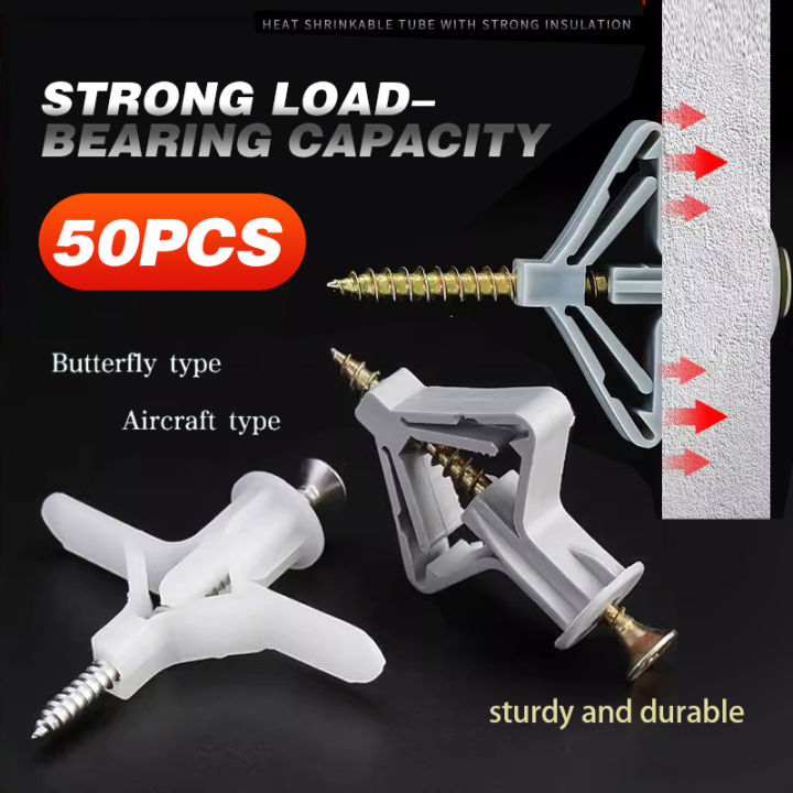 50pcs Plastic Expansion Anchor Bolt Gypsum Board Expansion Tube ...