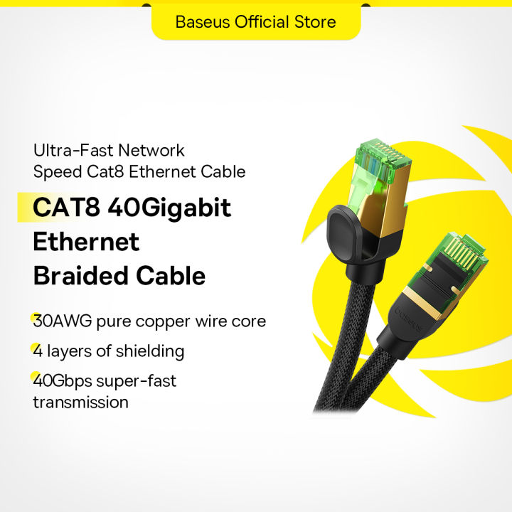 Baseus High Speed Cat8 40gbps 2000mhz Rj45 Network Lan Ethernet Cable Braided Cable Lazada