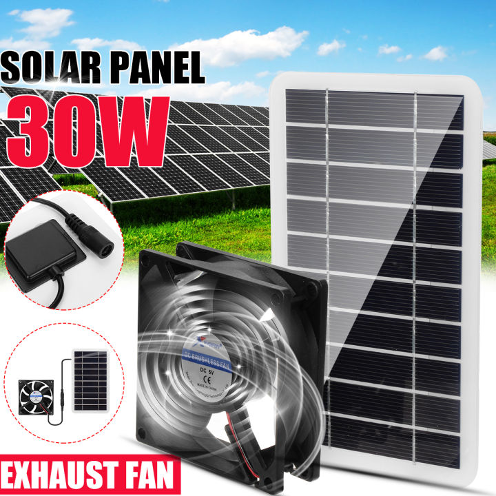 5V 30W outdoor solar panel exhaust fan greenhouse chicken house fan ...