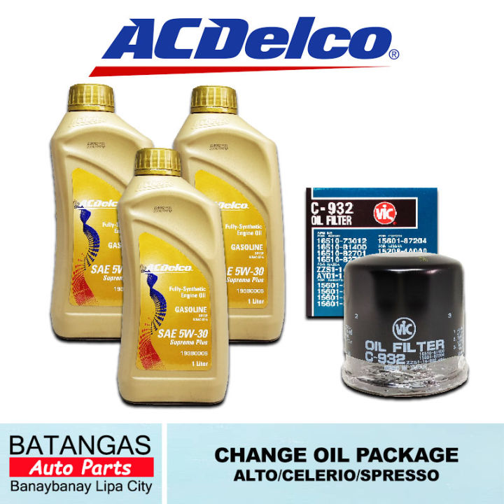 ACDELCO CHANGE OIL PACKAGE SUZUKI ALTO/CELERIO/SPRESSO 3LITERS | Lazada PH