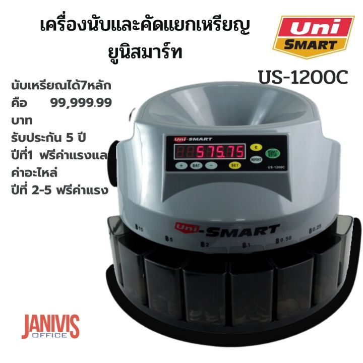 UNI-SMART เครื่องนับเหรียญ และคัดแยกเหรียญ ยูนิสมาร์ท รุ่น US-1200C ...