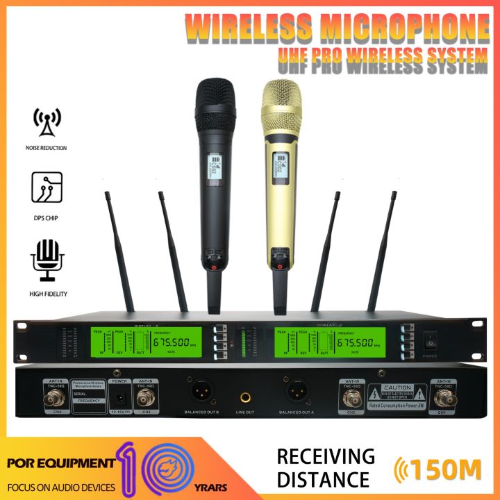 SKM9000 Wireless Microphone 2 handheld microphones 700MHZ UHF FM 400M receiving distance home ...