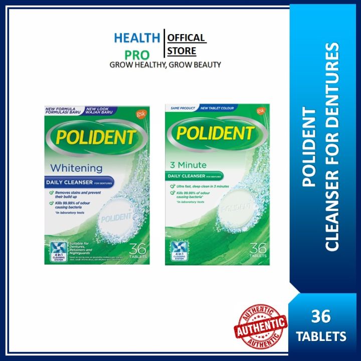 Polident Denture and Retainer Cleaning Tablets, 3 Minute Daily Cleanser ...