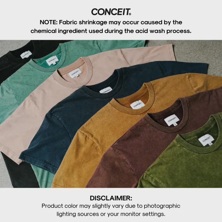 CONCEIT Acid Wash Vintage Plain Tee | Lazada PH