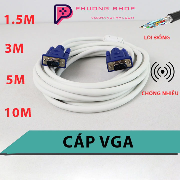 Dây Cáp VGA 1.5m, 3m, 5m, 10m - chuẩn VGA 3+4, lõi đồng chống nhiễu ...