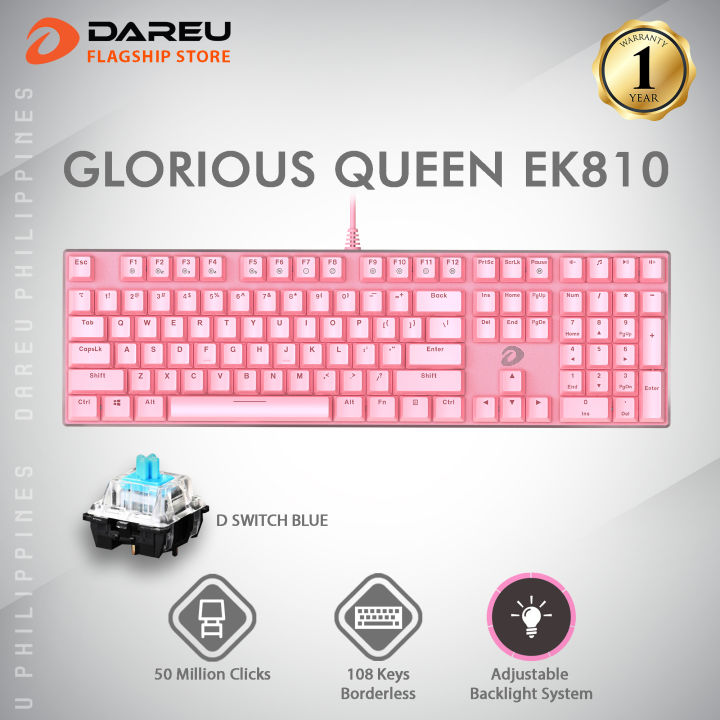 Dareu EK810 Glorious Queen Pink Borderless Mechanical Keyboard/ Blue ...