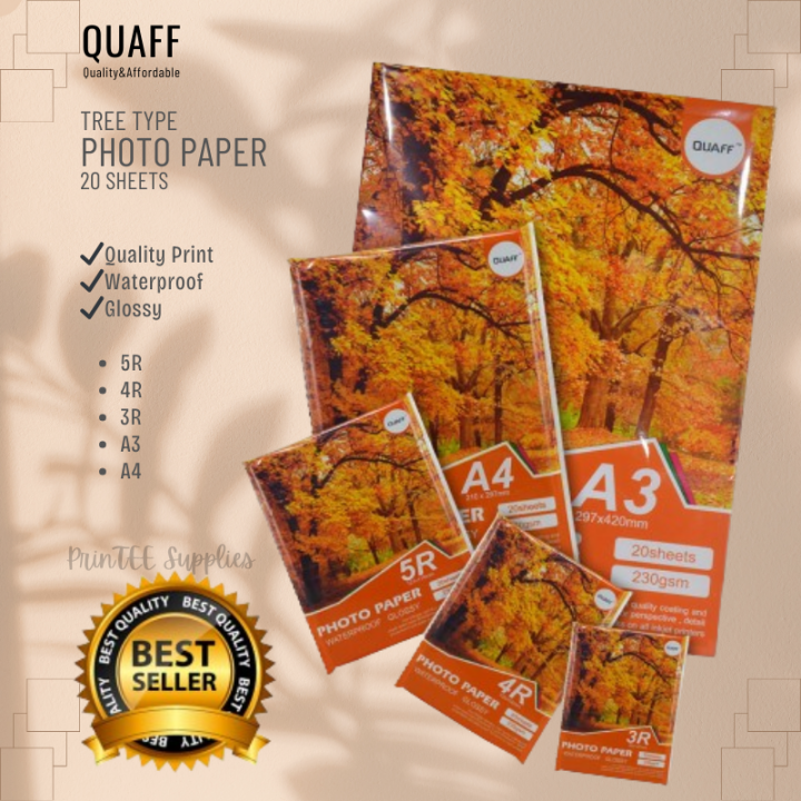 PrinTEE - QUAFF Glossy Photo Paper 180gsm - 230gsm A4 | 5R | 4R | 3R ...