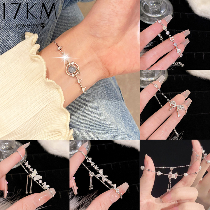 17KM Korean Butterfly Bow Bracelet for Women Sweet Flower Star&moon ...