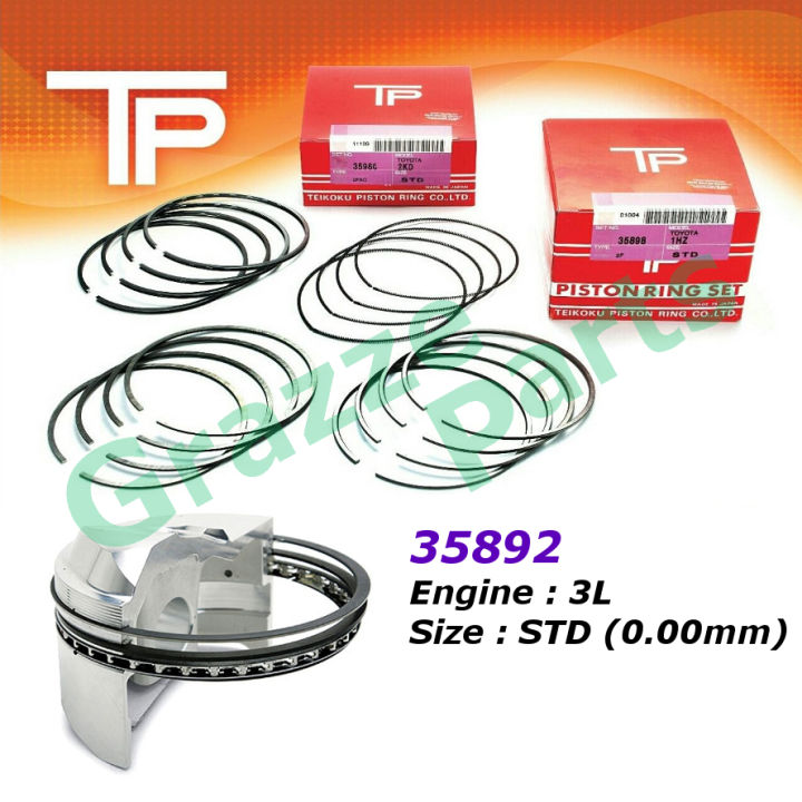 TP Piston Ring STD (0.00mm) Size for Toyota Hilux Hiace Land Cruiser ...
