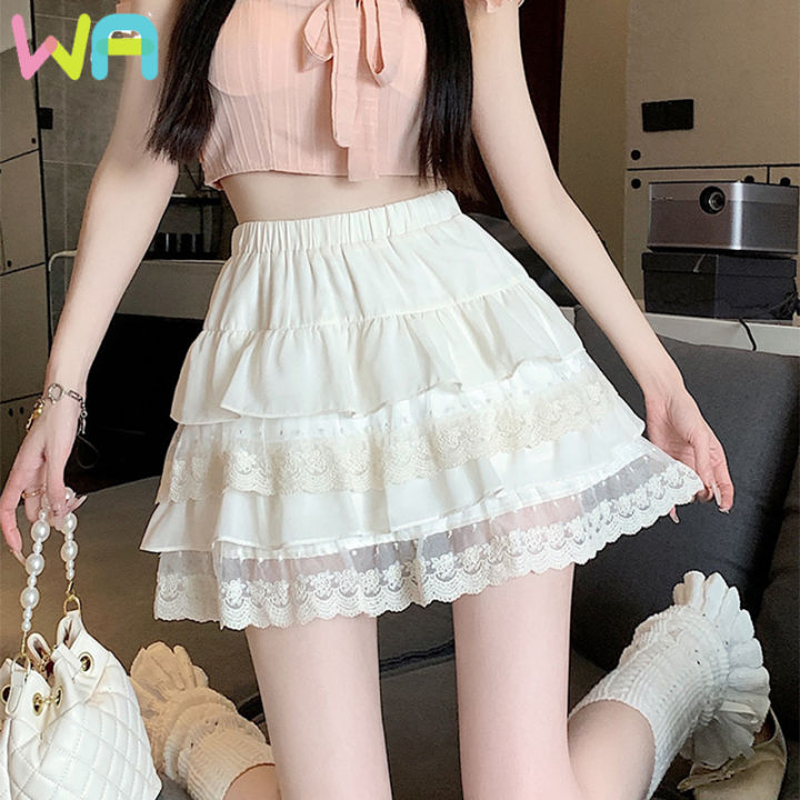 wa🌼 อารมณ์สง่างามกระโปรงเค้กลูกไม้เอวสูงกระโปรงปุยสาวเผ็ดกระโปรงสั้น ...