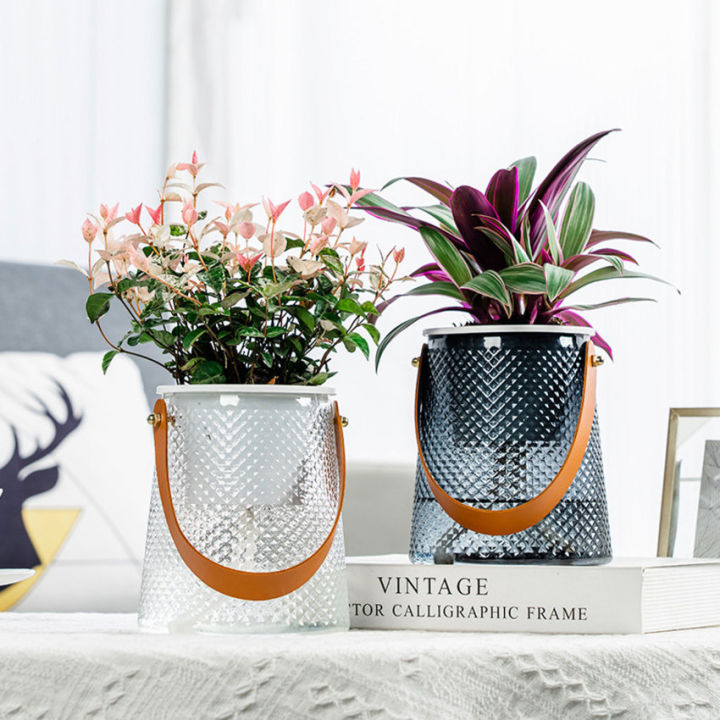 Self Watering Flower Pot Automatic Water Plastic Flower Pot With Handle ...