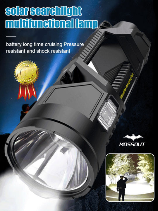 Solar Powered Outdoor Flashlight USB Rechargeable High Power Waterproof ...