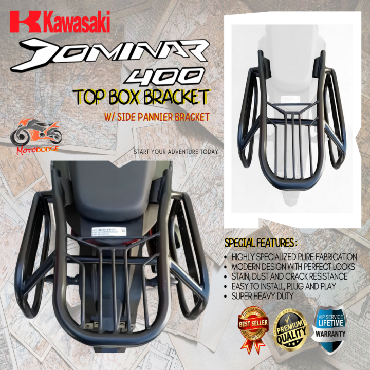 KAWASAKI DOMINAR 400 - TOP BOX BRACKET w/ SIDE PANNIER BRACKET ( POWDER ...