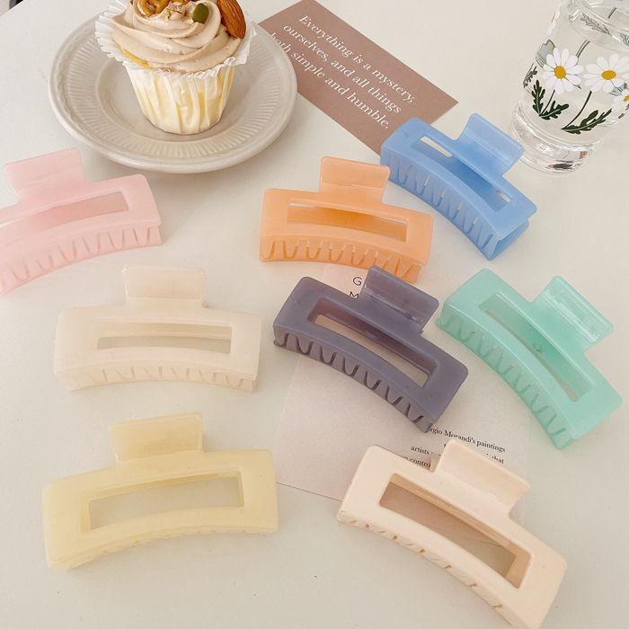 1pc/6pcs Candy Color Glossy Rectangle Hair Clips/Simple Hair Pins/Pony ...