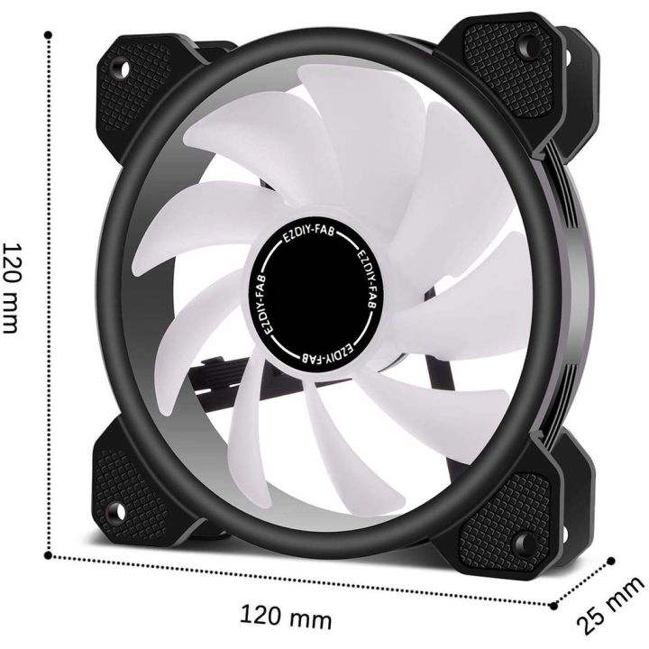 EZDIY-FAB 120mm ARGB Computer Case Fan with Fan Hub and Remote ...