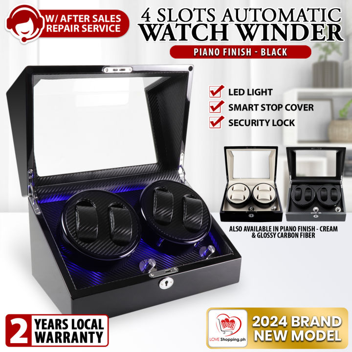 4 Slot Automatic Watch Winder with Different Modes (CARBON FIBER ...