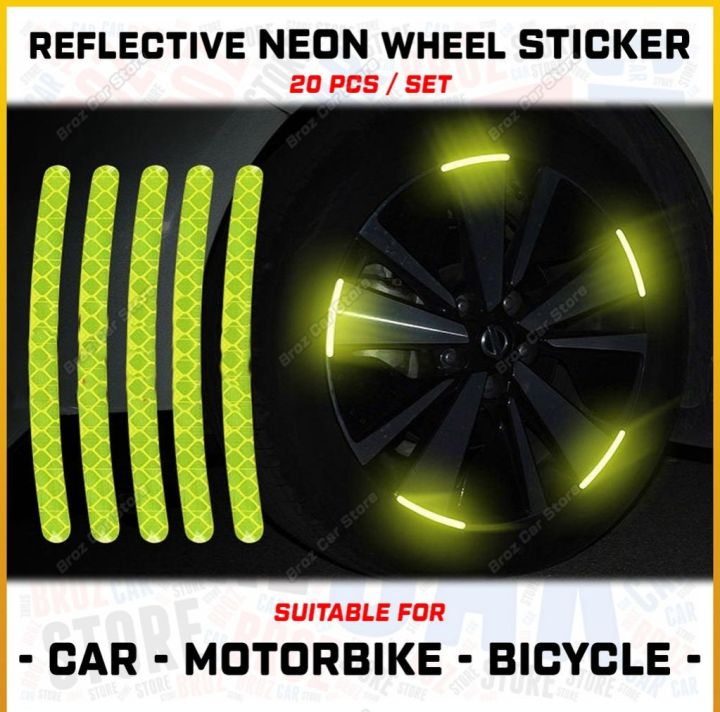 🏍️ Car Stylish Reflective Wheel Rim Strips Sticker Motorcycle Neon Logo ...
