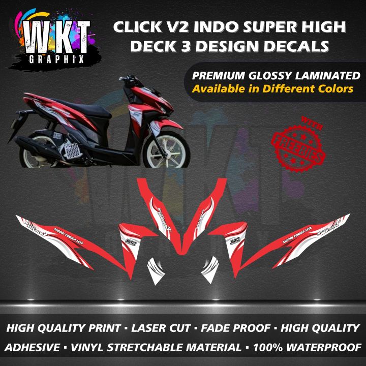HONDA CLICK V2 INDO SUPER HIGH DECK 3 DESIGN DECALS STICKER (WATERPROOF ...