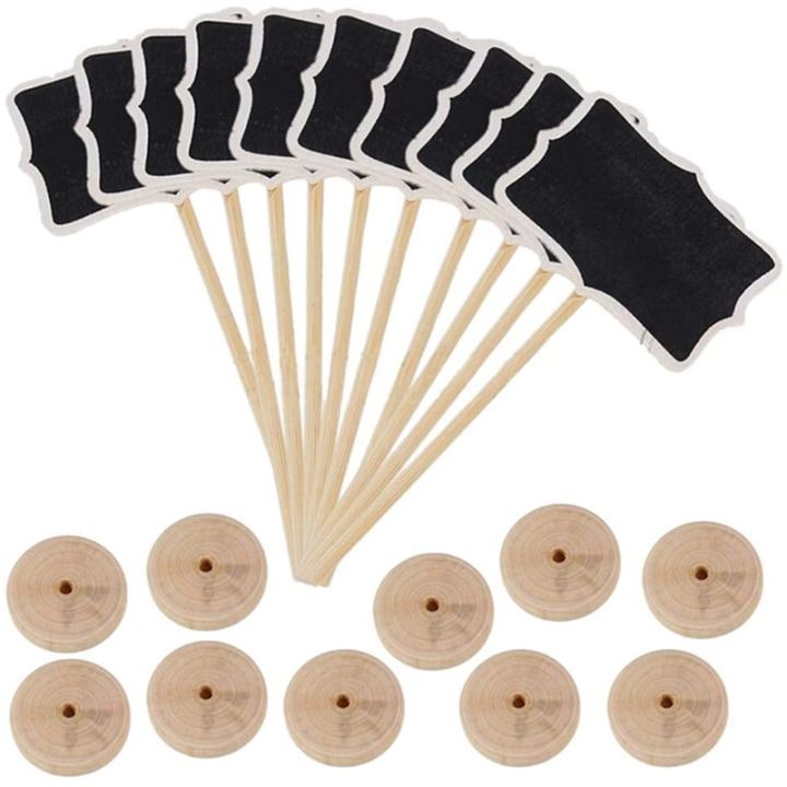 20 Pack Wood Mini Signs Stakes,Blackboards with Stands&Stickers,Small ...